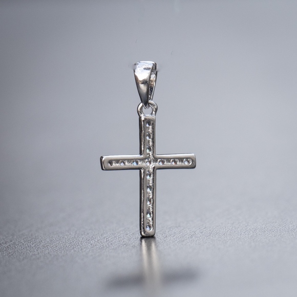 Tsv Jewelers | Accessories | Mini Cz Solitaire Cross Pendant Necklace ...